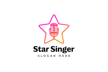 Singer star logo template microphone silhouette Vector Image
