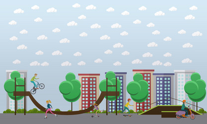 Skate park concept Royalty Free Vector Image - VectorStock