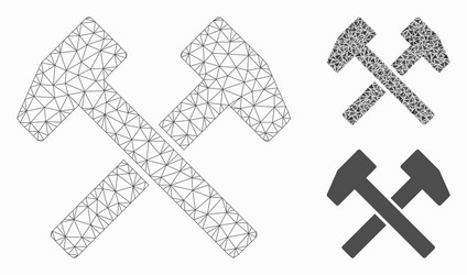 Hold hammer mesh 2d model and triangle Royalty Free Vector