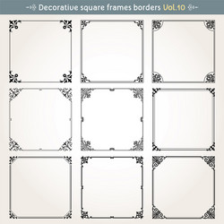 Decorative square frames and borders set 10 Vector Image
