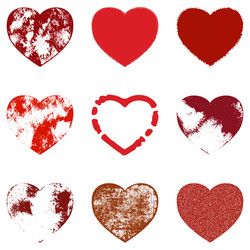Distressed hearts set Royalty Free Vector Image