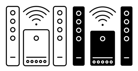 Linear icon home theater with speakers Royalty Free Vector