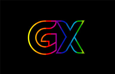 Rainbow color colored colorful alphabet letter gx Vector Image