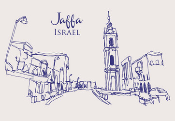 Drawing sketch a corner in tel aviv streets Vector Image