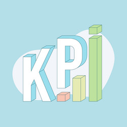 Kpi acronym icon sign key performance Royalty Free Vector
