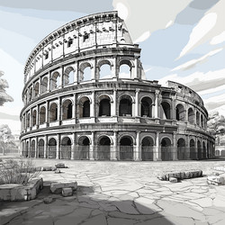 Colosseum hand-drawn comic colosseum doodle Vector Image