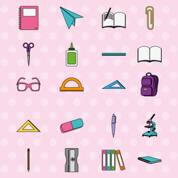 Set school tools education patches stickerts Vector Image