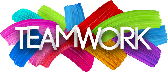 Teamwork paper word sign with colorful spectrum Vector Image