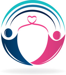 Teamwork partnership people with rainbow curve Vector Image