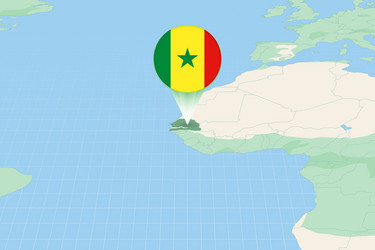 Map of senegal with the flag of senegal Royalty Free Vector