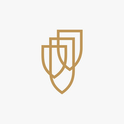 Gold golden shield protector security outline Vector Image