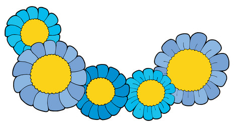 Three smiling blue flowers Royalty Free Vector Image
