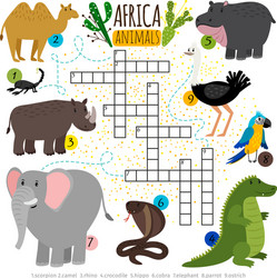 African animals crossword Royalty Free Vector Image