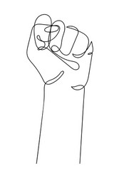 Continuous line drawing three strong fists Vector Image