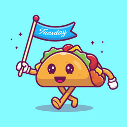 Cute taco holding bell cartoon Royalty Free Vector Image