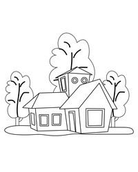 Easy simple house coloring page modern house art Vector Image