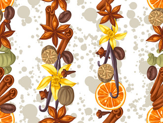 Seamless pattern with various spices Royalty Free Vector