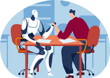 Robot vs human arm wrestling game challenge symbol