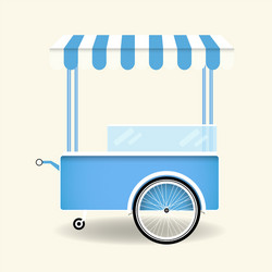 Realistic street food cart with wheels mobile Vector Image