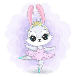 Cute bunny ballerina black and white linear Vector Image
