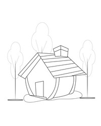 Easy simple house coloring page modern art Vector Image