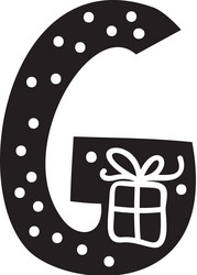 Display christmas winter font letter g Royalty Free Vector