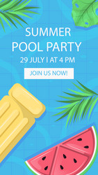 Hand drawn colorful pool party post stories Vector Image