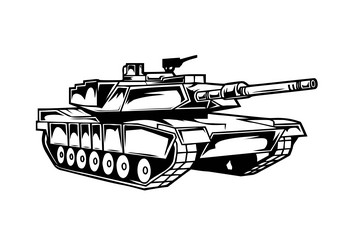 Armored tank realistic outlined design Royalty Free Vector
