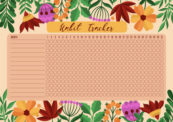 Habit tracker template for monthlyplanner Vector Image