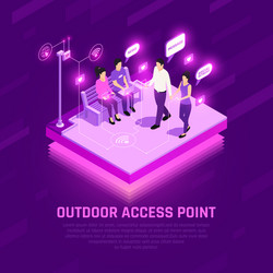 Internet access point isometric composition Vector Image