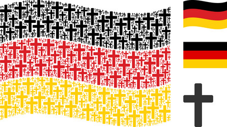 Waving german flag collage of christian cross Vector Image