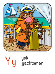 Yak animals abc coloring book for kids Royalty Free Vector