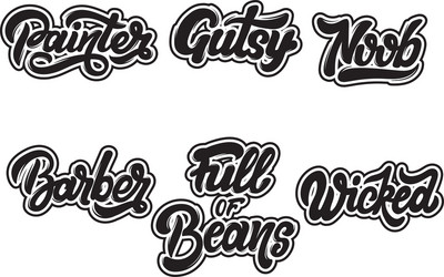 Handwritten lettering collection of pins template Vector Image