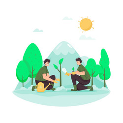 Go green replanting trees on poster design Vector Image