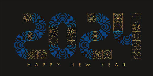 Blue neon light 2024 modern geometric new year Vector Image