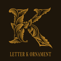 Vintage letter k floral pattern style Royalty Free Vector