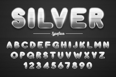 Silver font 3d steel chrome alphabet metal Vector Image