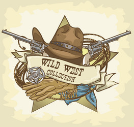 Wild west skull label Royalty Free Vector Image