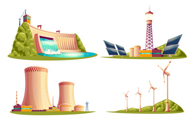 Cartoon power stations isolated set Royalty Free Vector