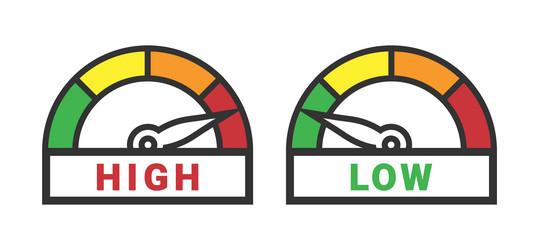 Low and high gauge scale measure speedometer icon Vector Image