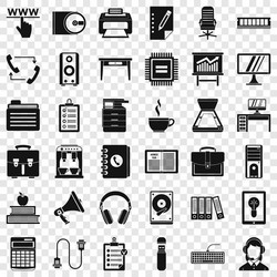 Work folder icons set simple style Royalty Free Vector Image