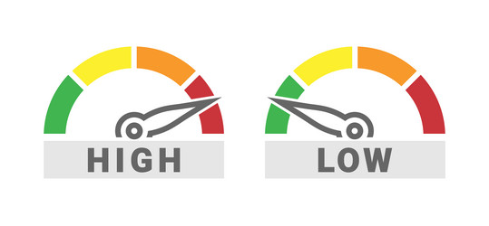 Risk gauge scale measure high medium and low Vector Image