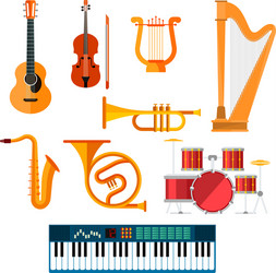 Different types of musical instruments Royalty Free Vector