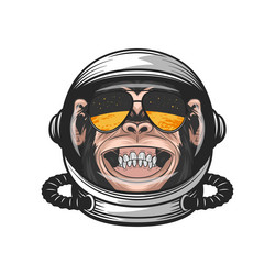 Smiling chimpanzee ape with astronaut Royalty Free Vector