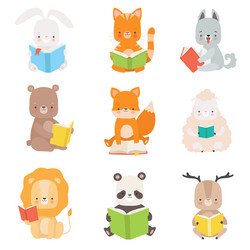 Cute humanized books characters representing Vector Image