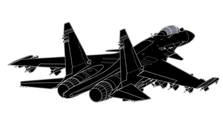 Modern russian jet fighter aircraft draw Vector Image