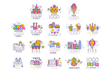 Kids logo set collection of club Royalty Free Vector Image