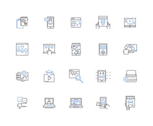 Doppelgangers line icons collection twin mirror Vector Image