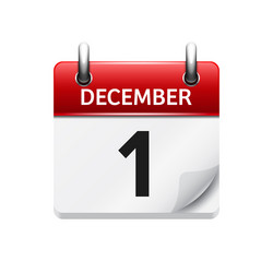 December 1 calendar icon flat Royalty Free Vector Image