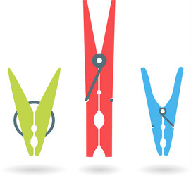 Colorful various types of clothes pin pegs Vector Image